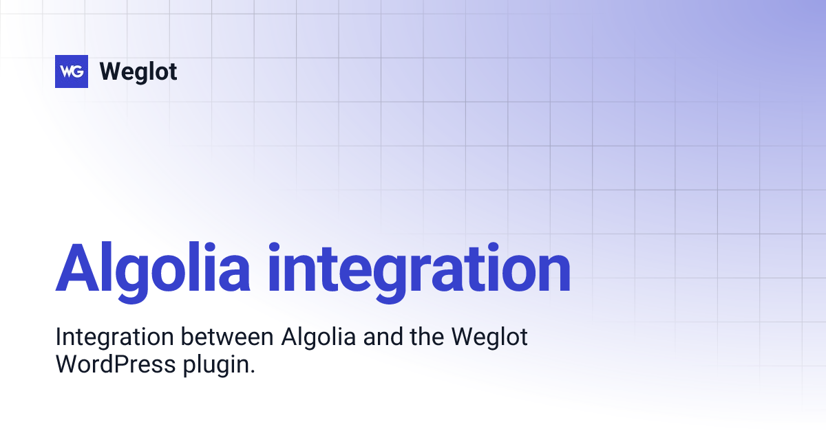 Algolia integration | Weglot